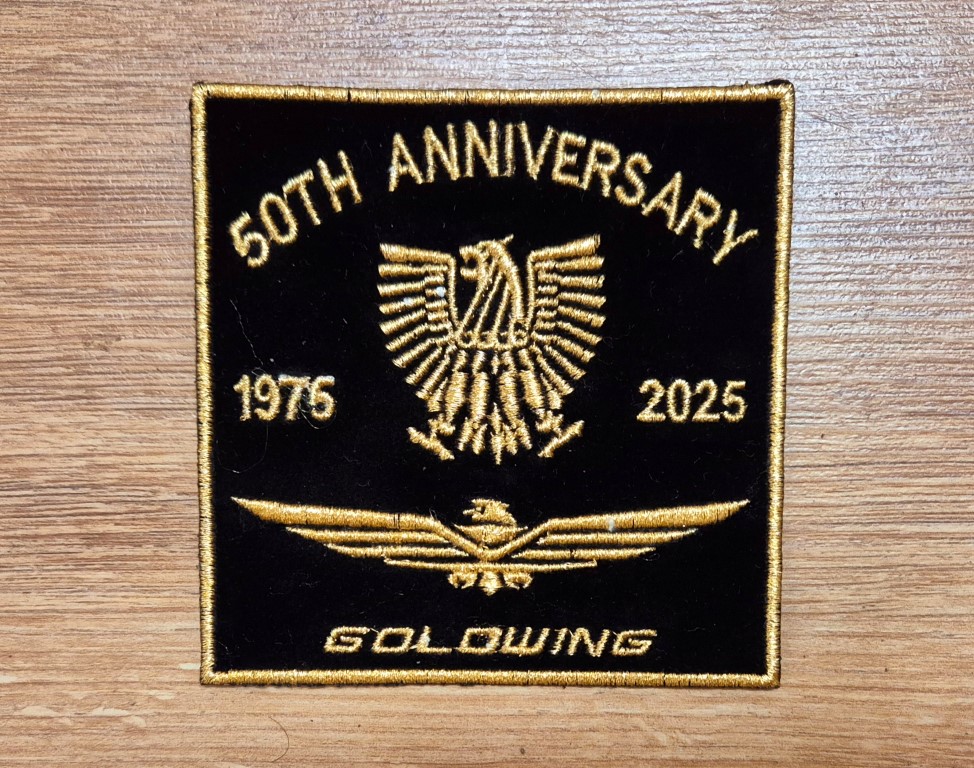 50 years Goldwing badge 1975 - 2025 size 10 x 10 cm. - Goldwing.nl - EN